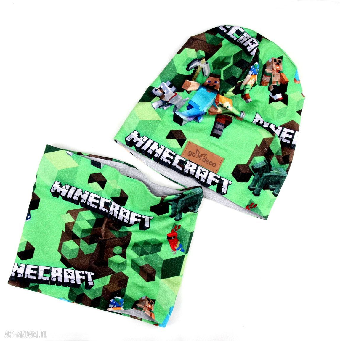 czapki zestaw czapka komin minecraft na prezent i - godeco