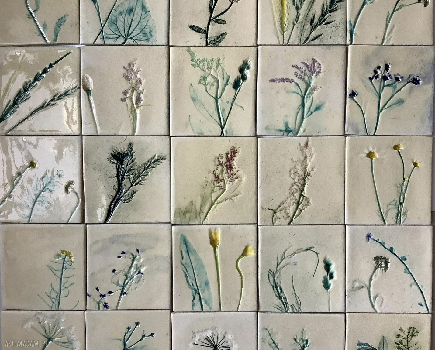 zestaw kafli "kwietna łąka" gotowe - naścienne ceramiczne z roślinami ...
