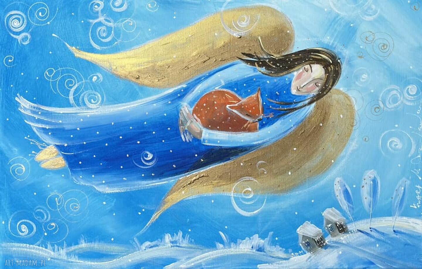 zimowa bajka dla rudego kota giclee - intrygujące obrazy - Marina ღ art ...